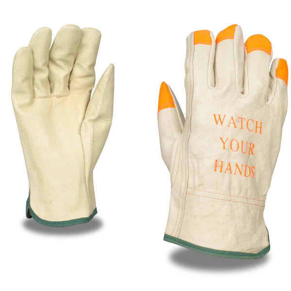 PIGSKIN GRAIN DRIVER GLOVES - ORANGE FINGERTIPS - Pack of 12 – Nova ...